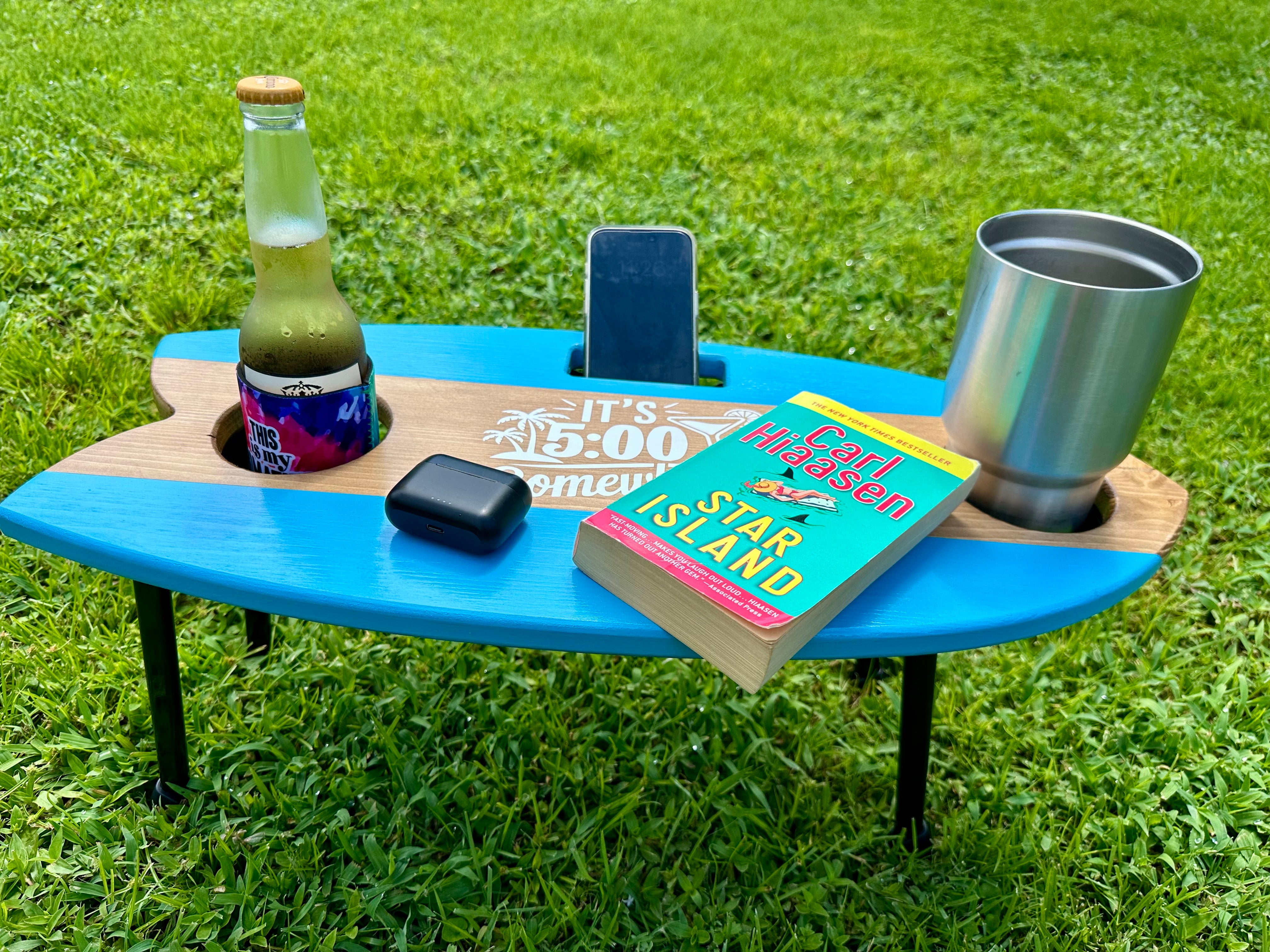 Portable Surfboard Table with folding legs- Personalization Optional ...